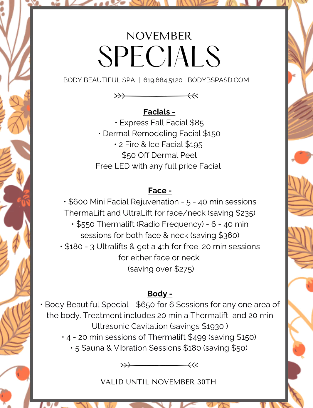 Our Promotions & Offers | Body Beautiful Spa