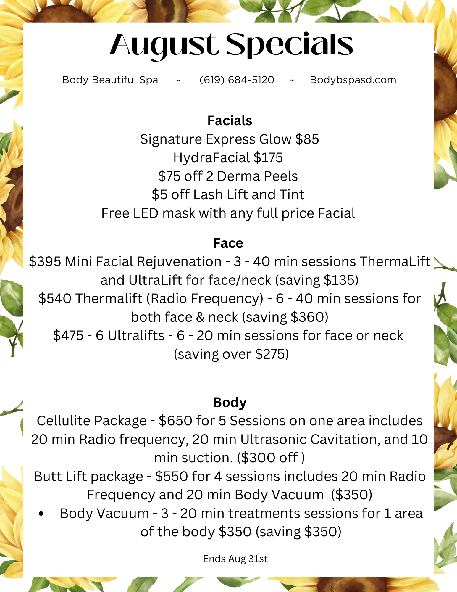 Our Promotions & Offers | Body Beautiful Spa